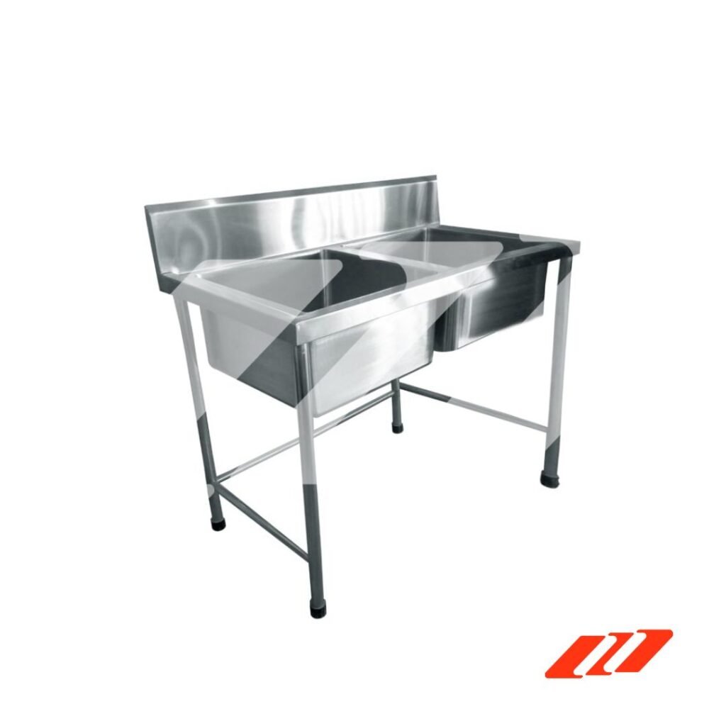 Lavadero de Acero Inoxidable de 02 Pozas de 120x60x90cm - Aceros UP